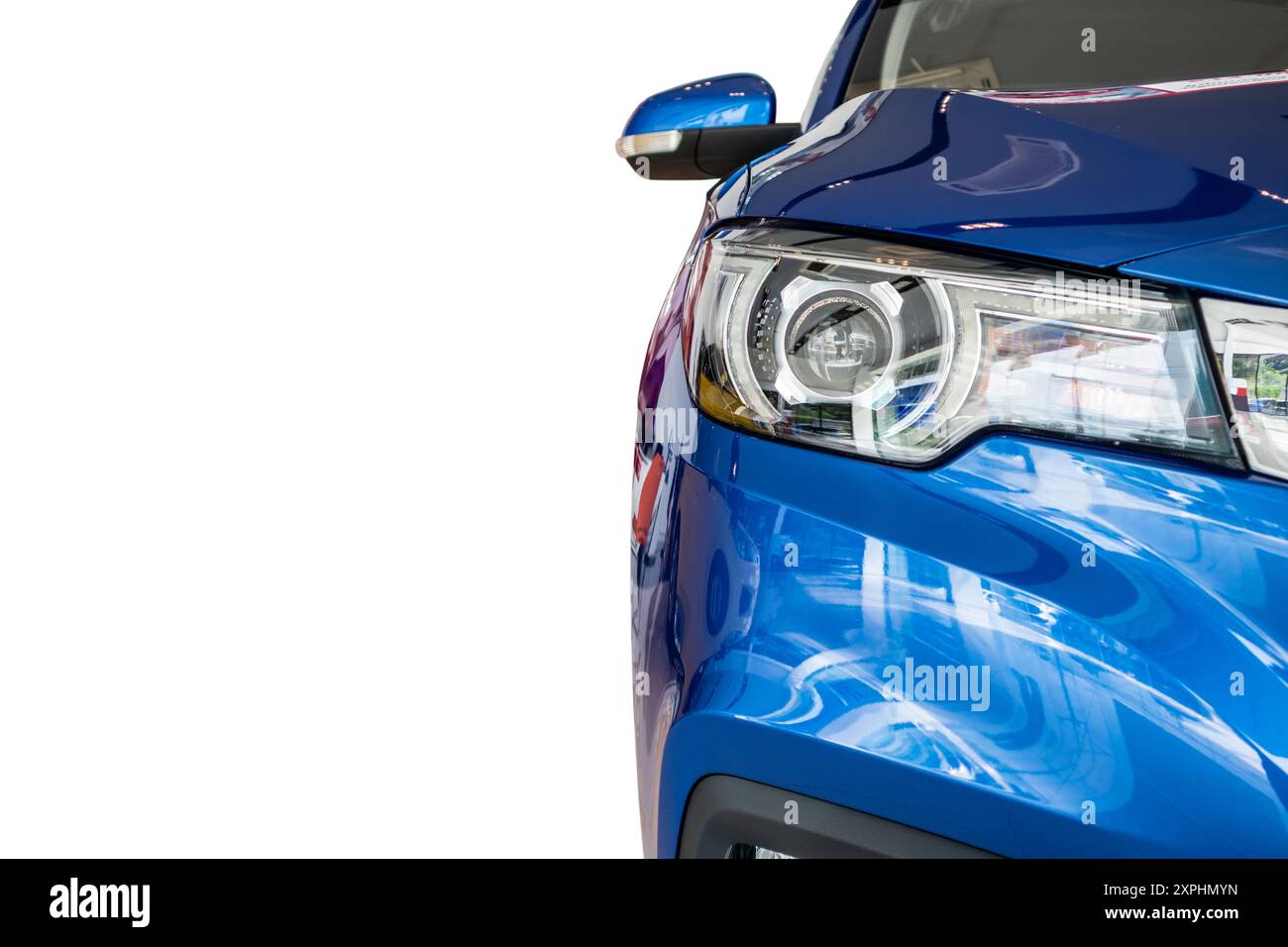 Blue car front view isolated on white background Stock Photo - Alamy