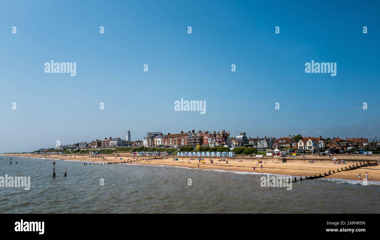 Southwold beach with town in the distance, Suffolk, UK. Holidays ...