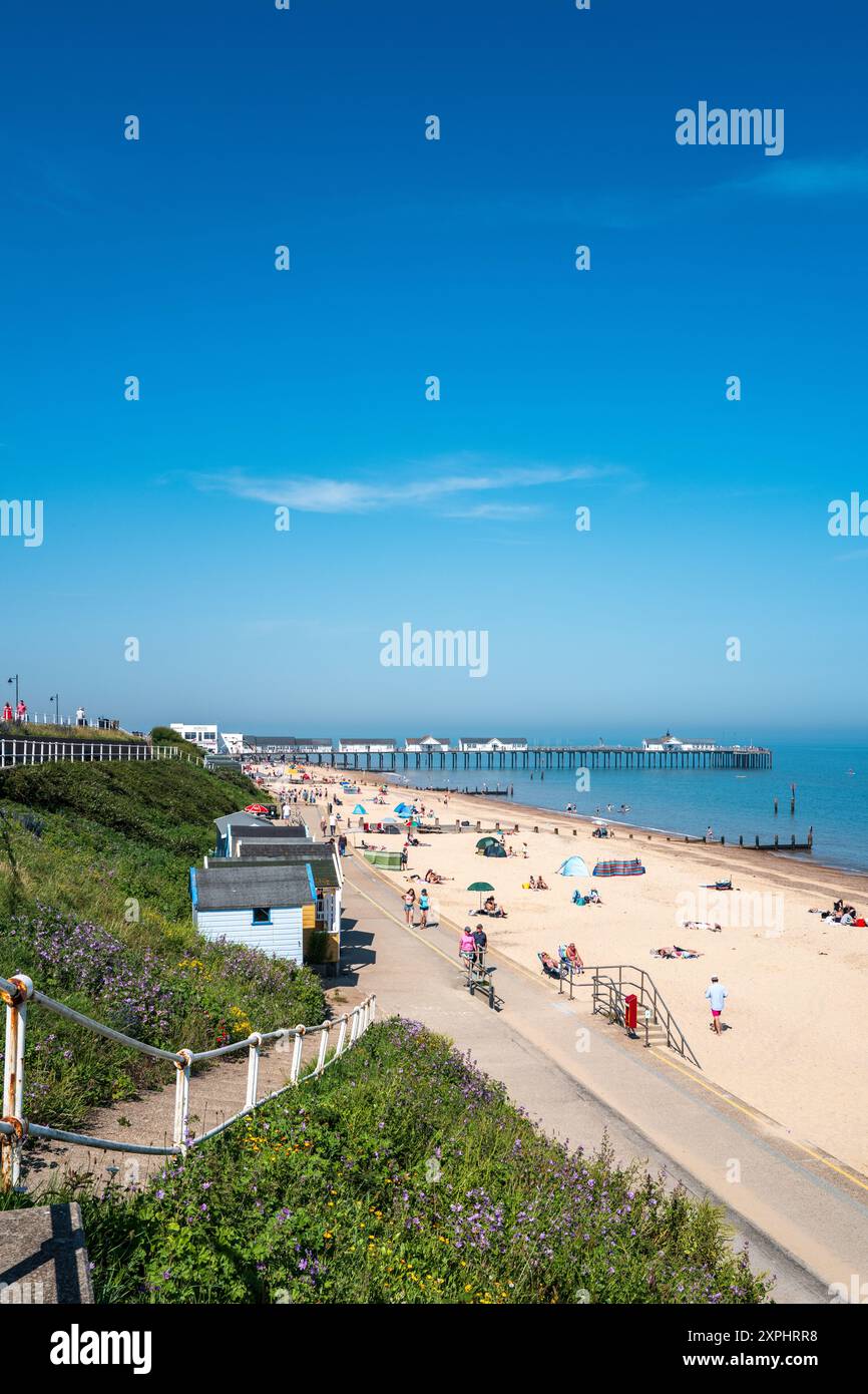 Southwold beach with pier in the distance, Suffolk, UK. Holidays ...