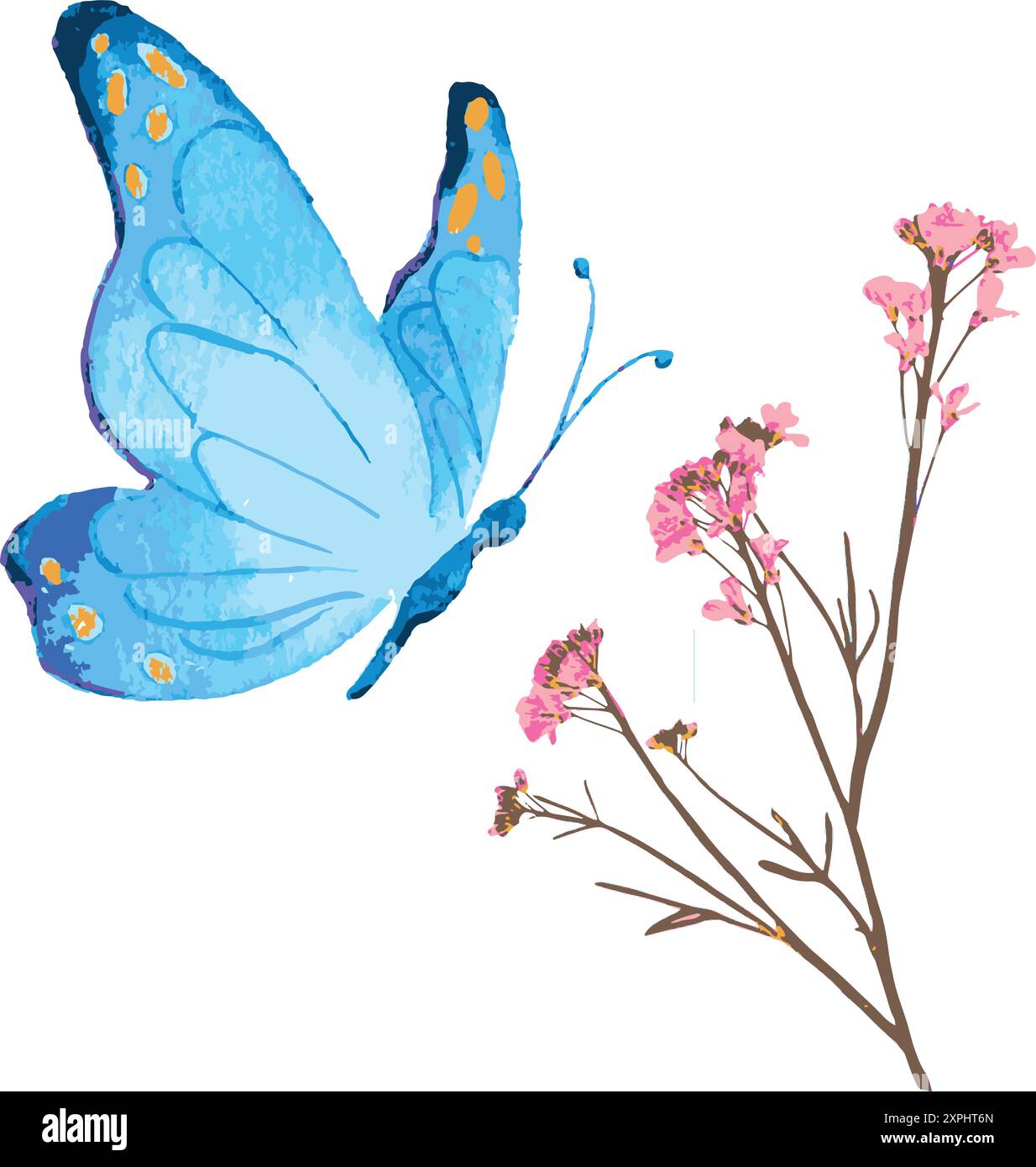 Butterfly on Flower Vector Art Illustration Stock Vector Image & Art ...