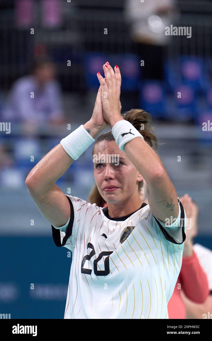 Lille, France. 6th Aug, 2024. Emily Boelk of team Germany reacts after ...