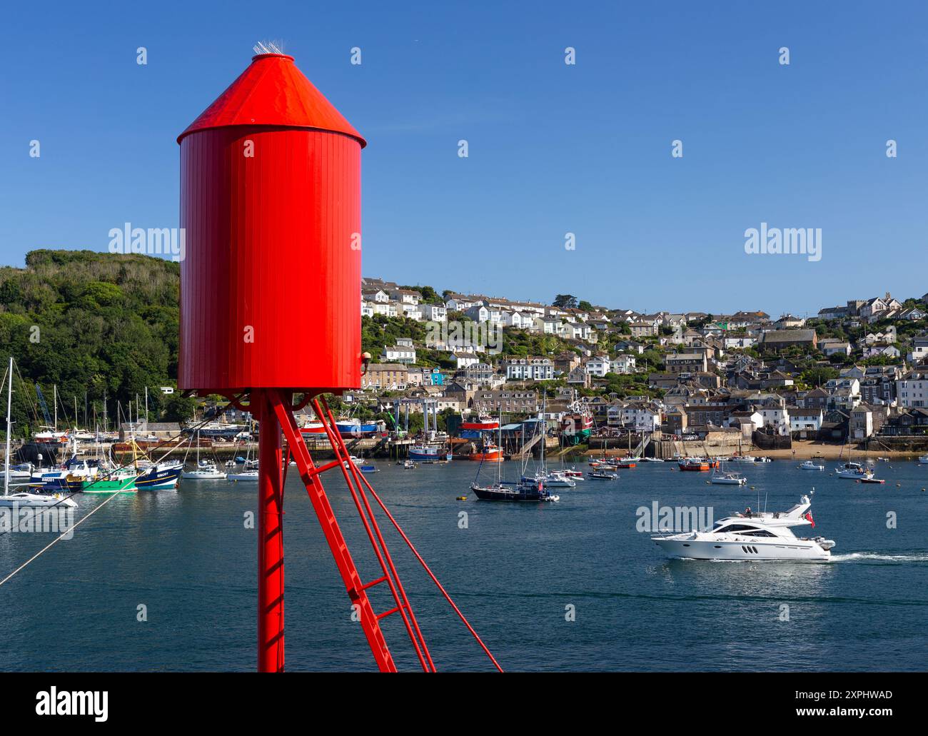 Fowey in Cornwall England UK.This striking navigation tower in the ...