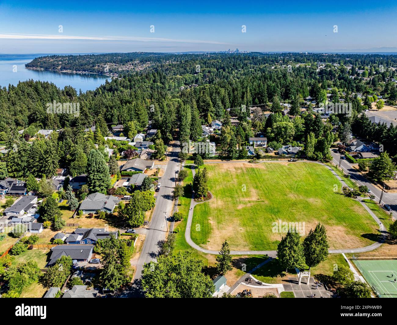 An aerial view of Lake Burien School Memorial Park in Burien ...