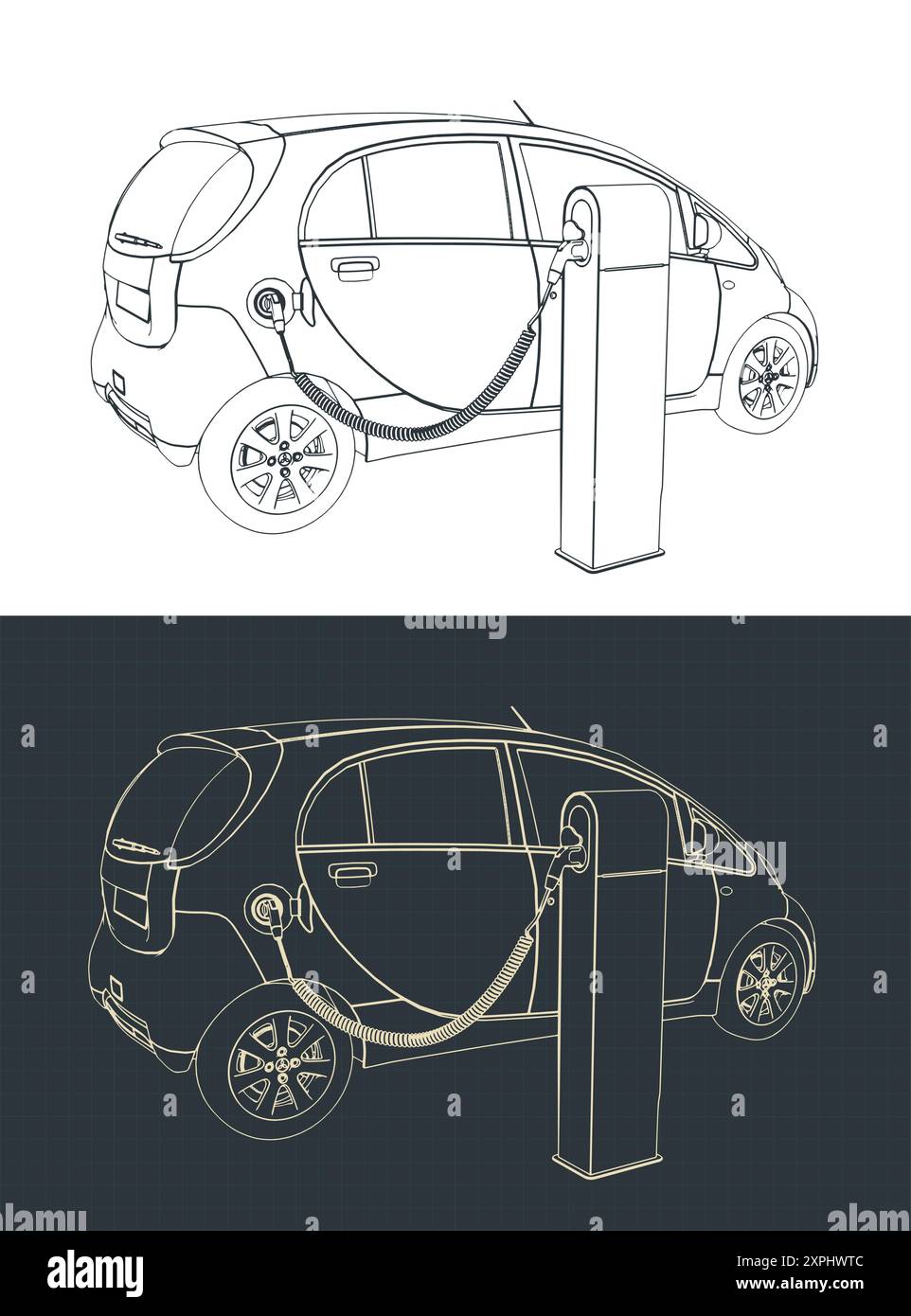 Electric car and charging station for electric cars technical drawings ...