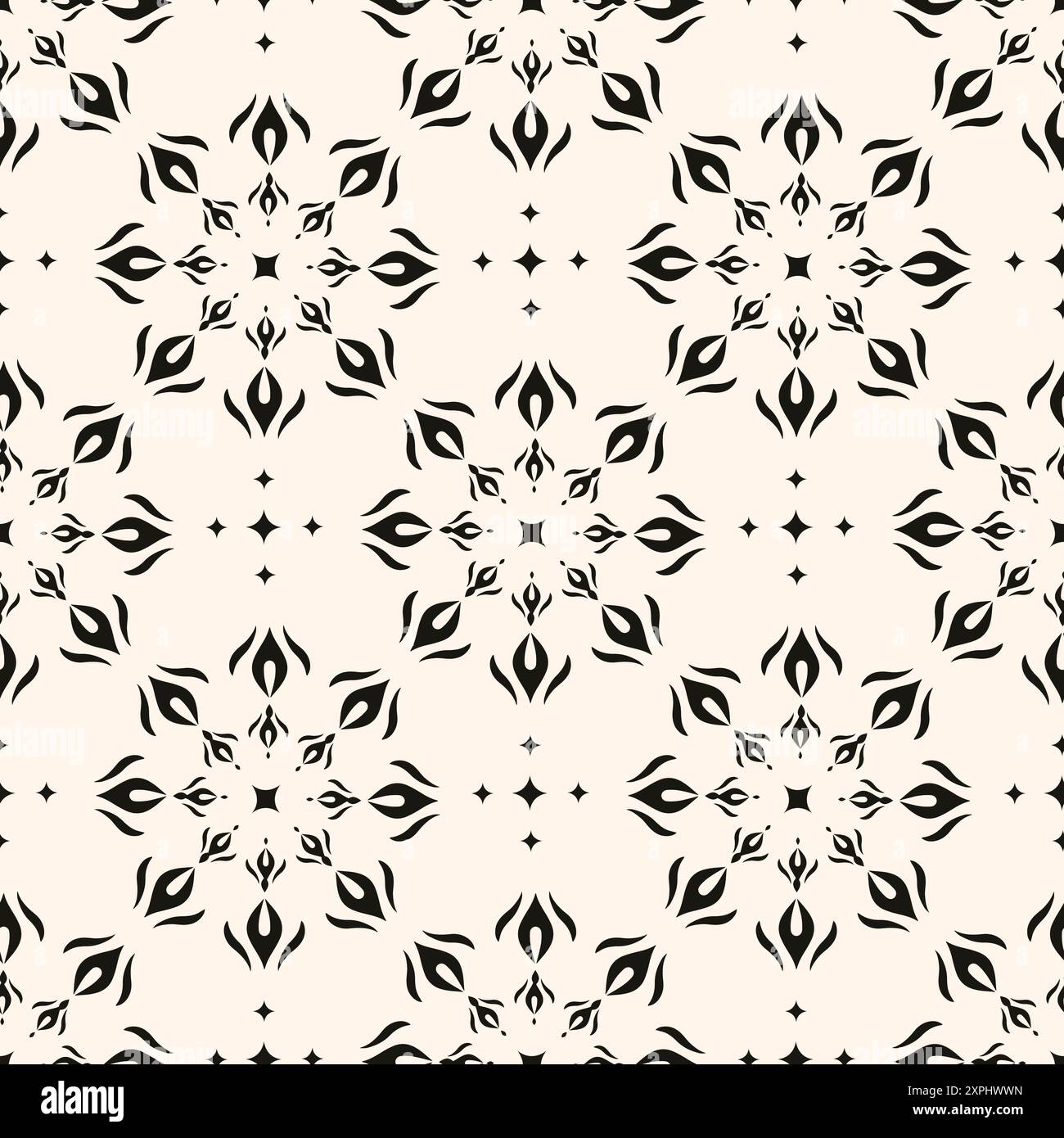 Vector Geometric Floral Pattern Ornamental Seamless Texture In