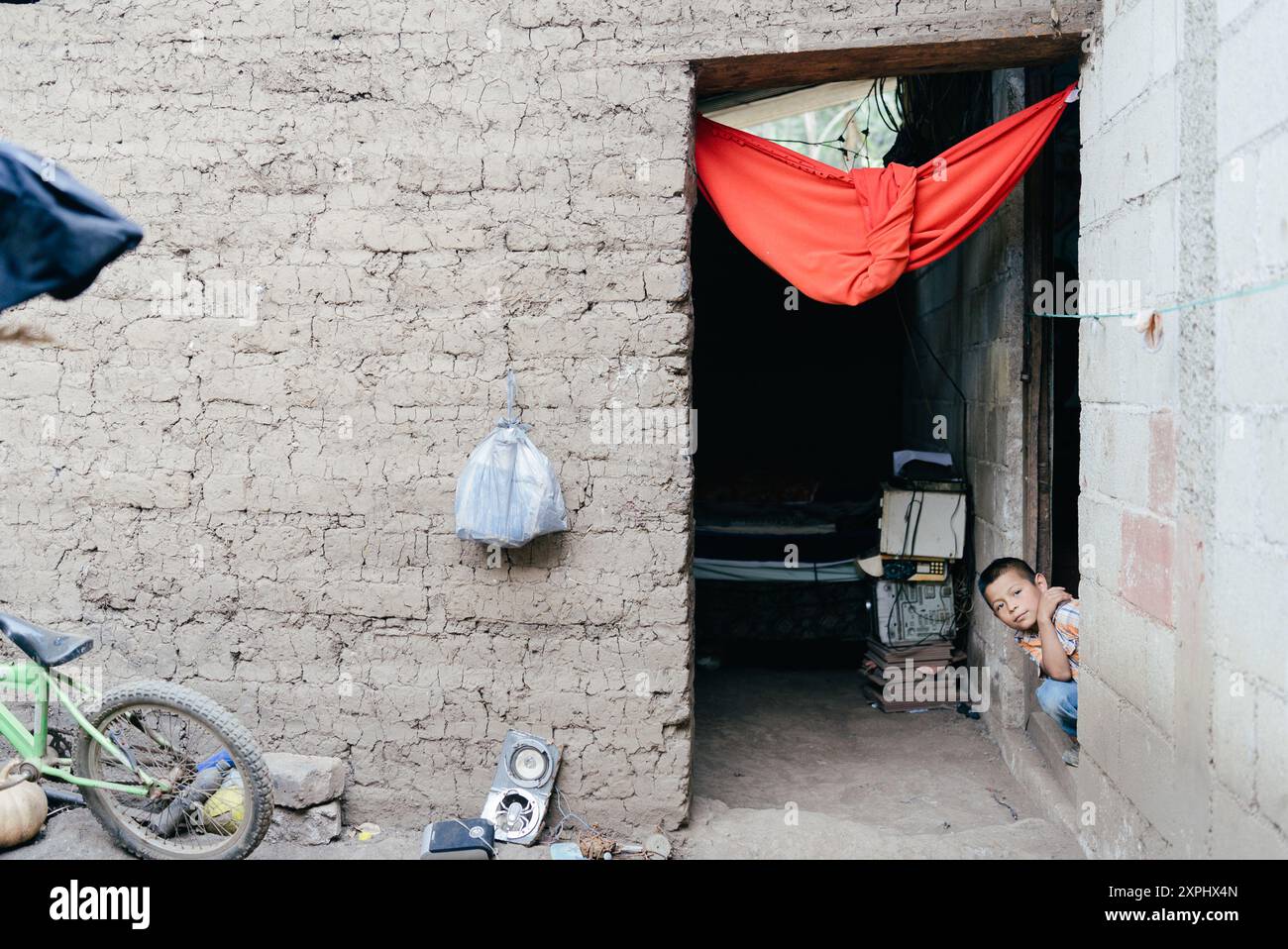 Interior of a clay house in a village in Guatemala Stock Photo - Alamy