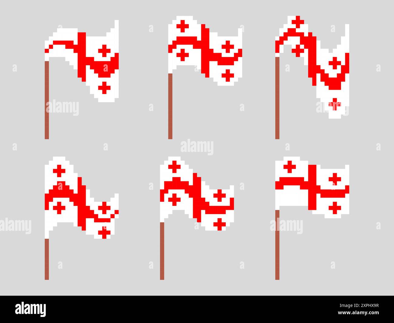 Georgia pixel flag icon set. Waving flag of Georgia in 8-bit retro ...