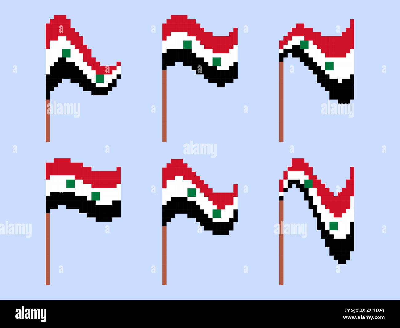 Syria pixel flag icon set. Waving Syria flag in 8-bit retro graphic ...