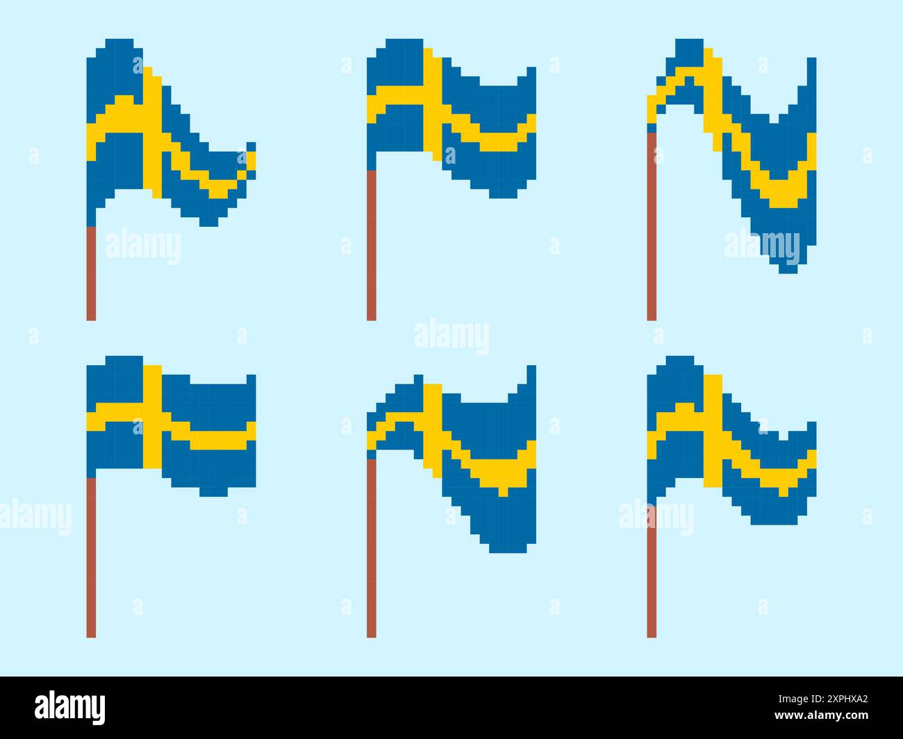 Sweden pixel flag icon set. Waving flag of Sweden in 8-bit retro ...