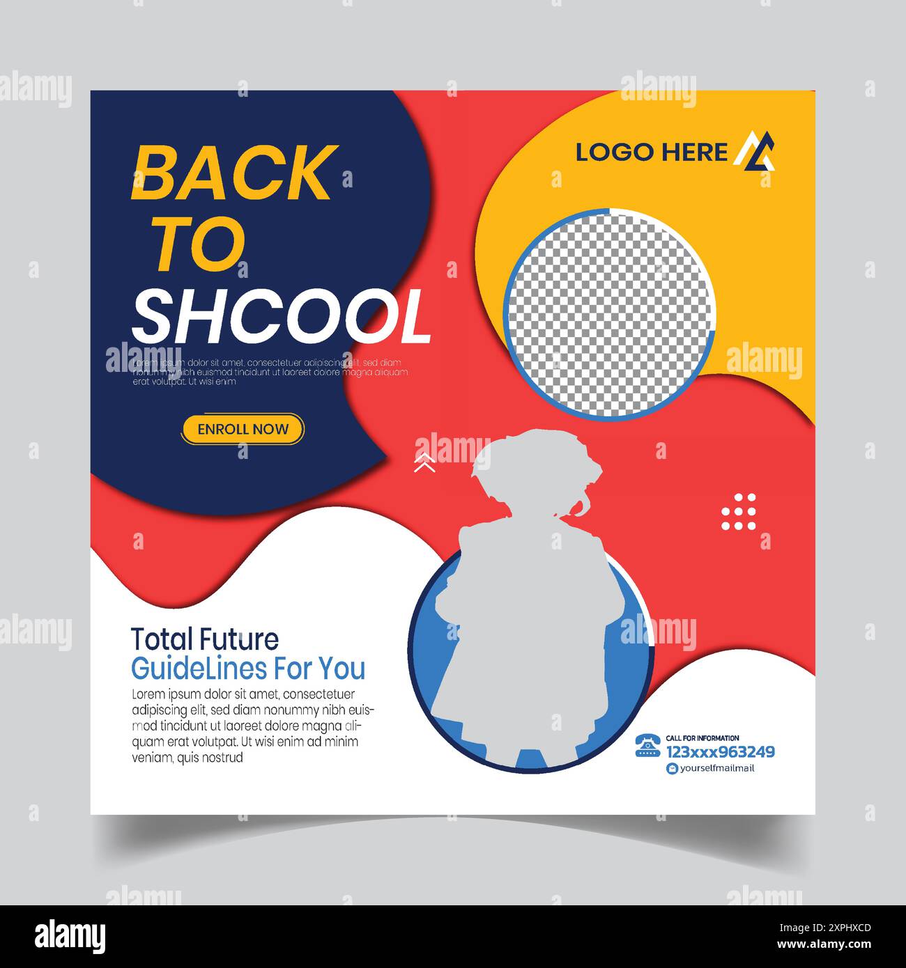 School Advertisement Social Media Post Design Template Stock Vector ...