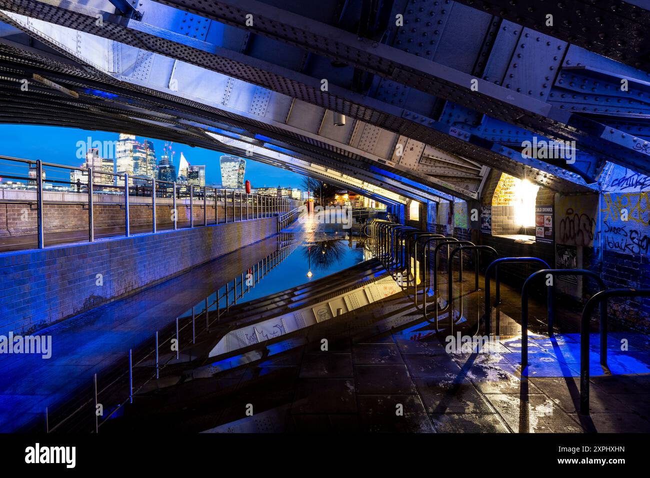 The Thames Path Pedestrian Walkway Under Blackfriars Bridge, London, UK ...