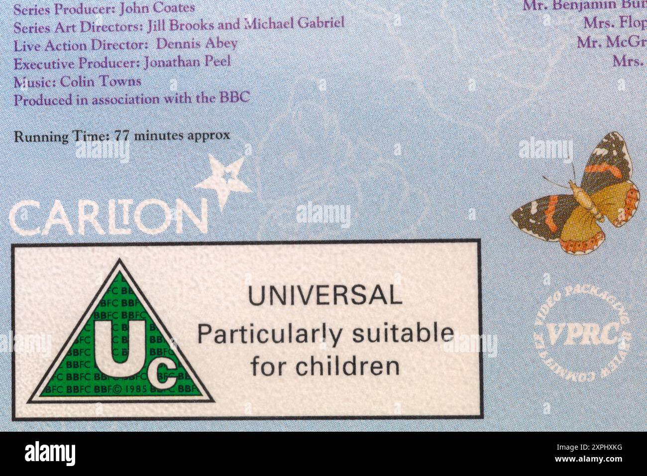 Uc rating universal particularly suitable for children on case of VHS ...