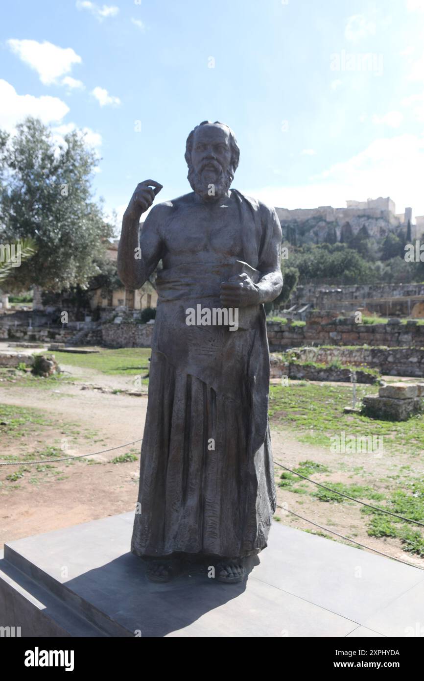 The statue of the Philosopher Socrates at the Ancient Agora of Athens ...