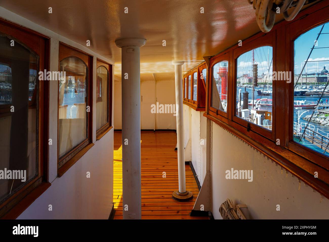 Walkway inside an old ship Stock Photo - Alamy