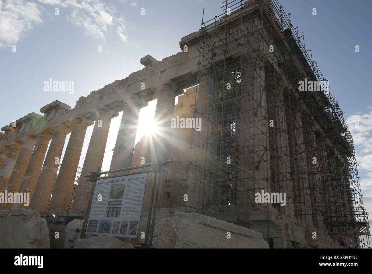 The Acropolis of Athens with the Parthenon. However, there is extensive restoration work going ...