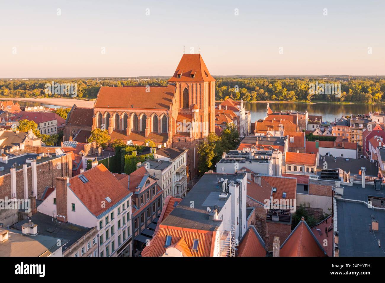 Aerial panoramic view of historical buildings and roofs in Polish ...