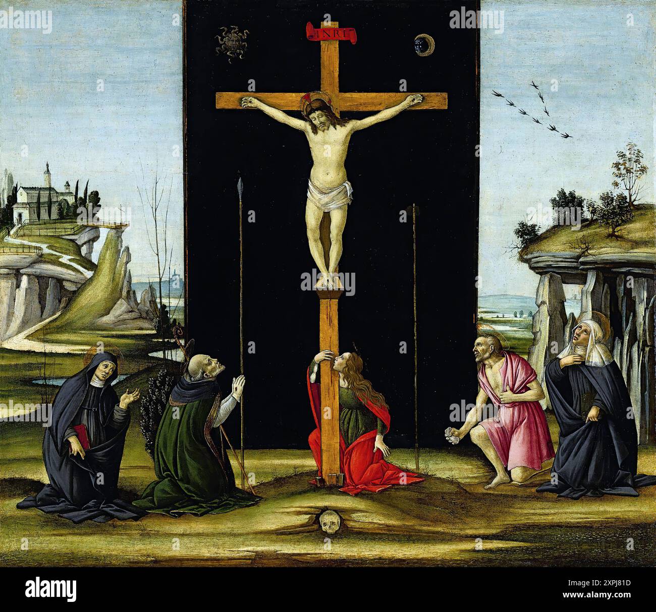 Christus am Kreuz, verehrt von den Heiligen Monika, Augustinus, Maria Magdalena, Hieronymus und ...