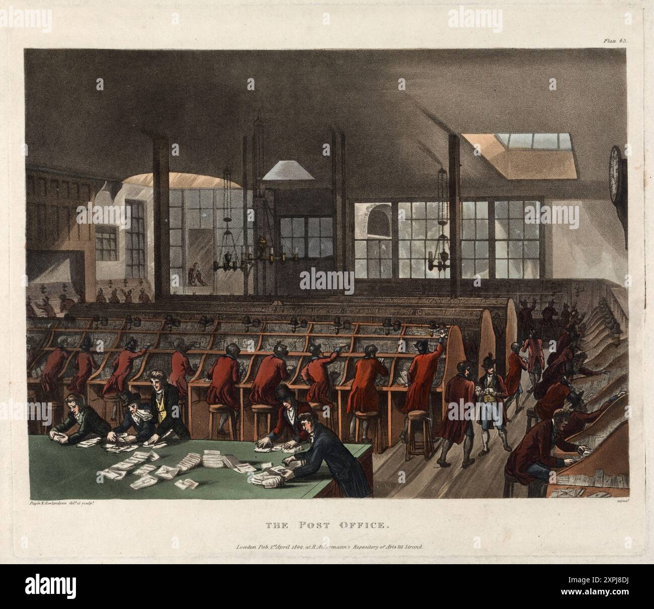 A print coloured engraving of a perspective view of The Post Office ...