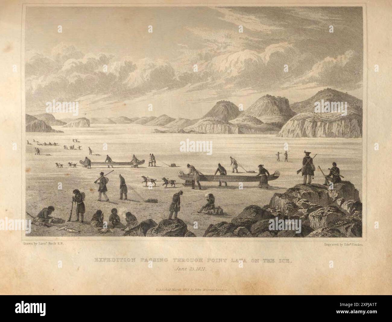 Expedition passing through Point Lata on the ice, June 1821 ...