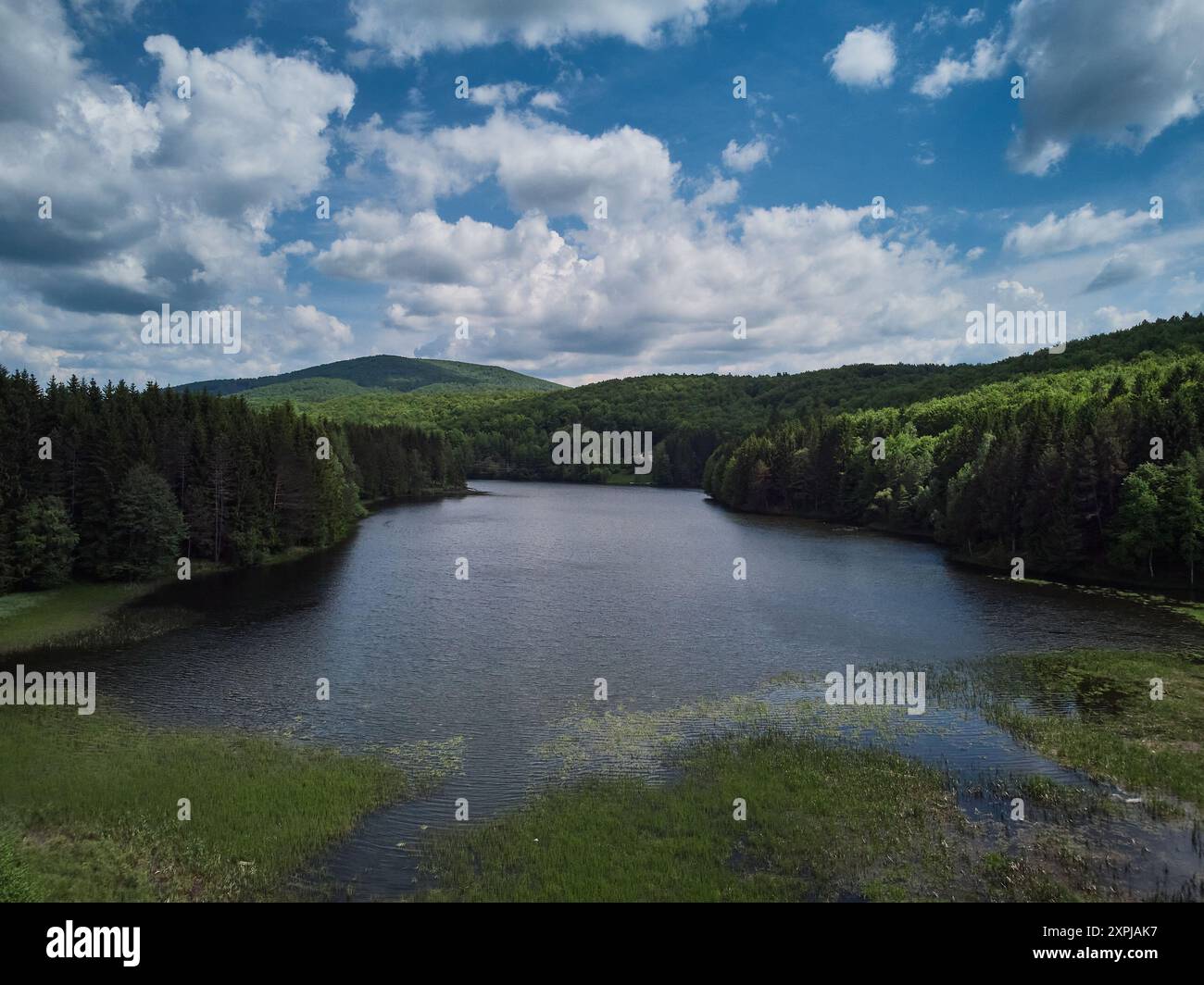 Lake Trei Ape Three Waters photographed from a drone flight. The blue ...