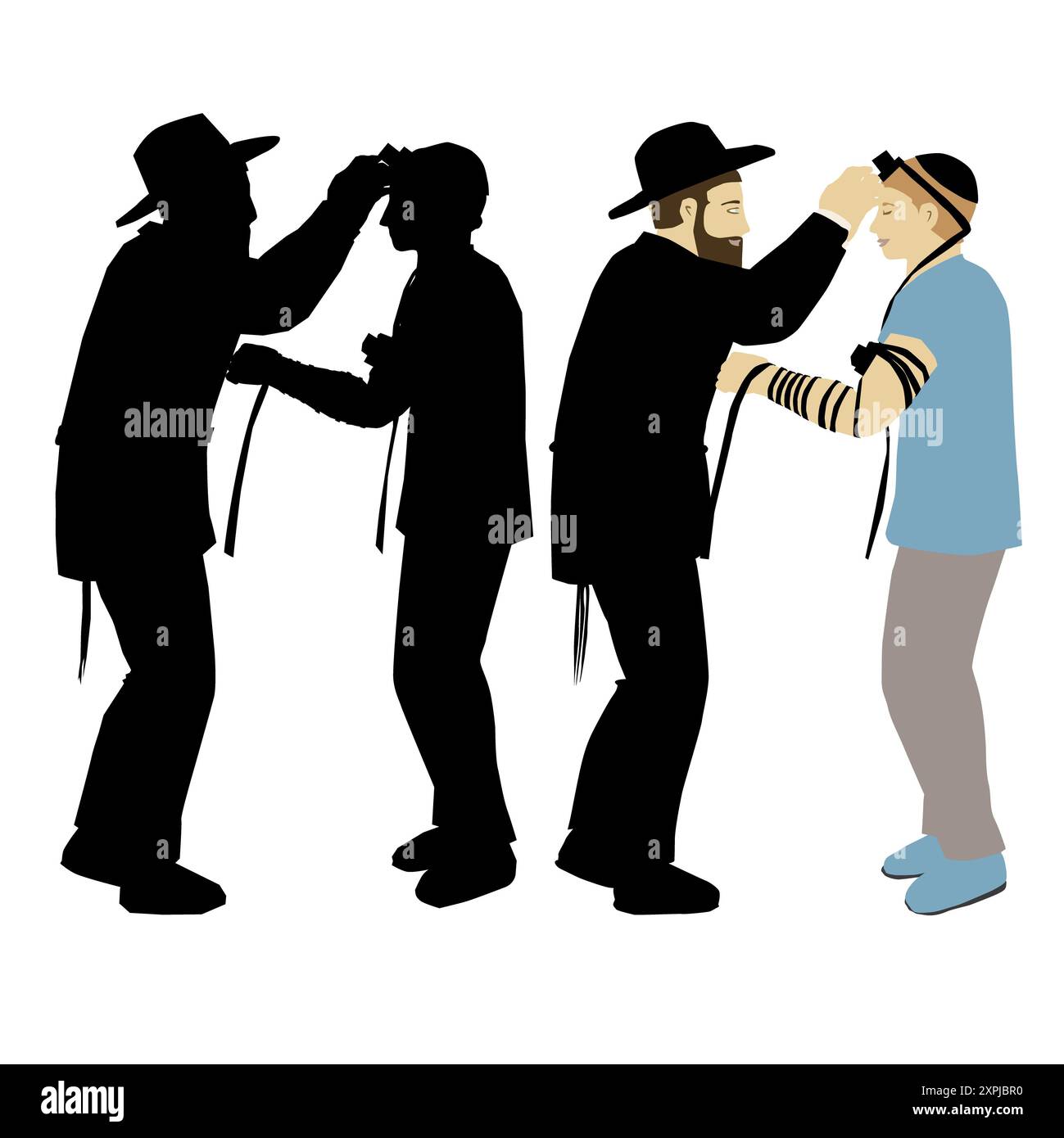 A colorful illustration and a black silhouette of a Chabad Chasid ...