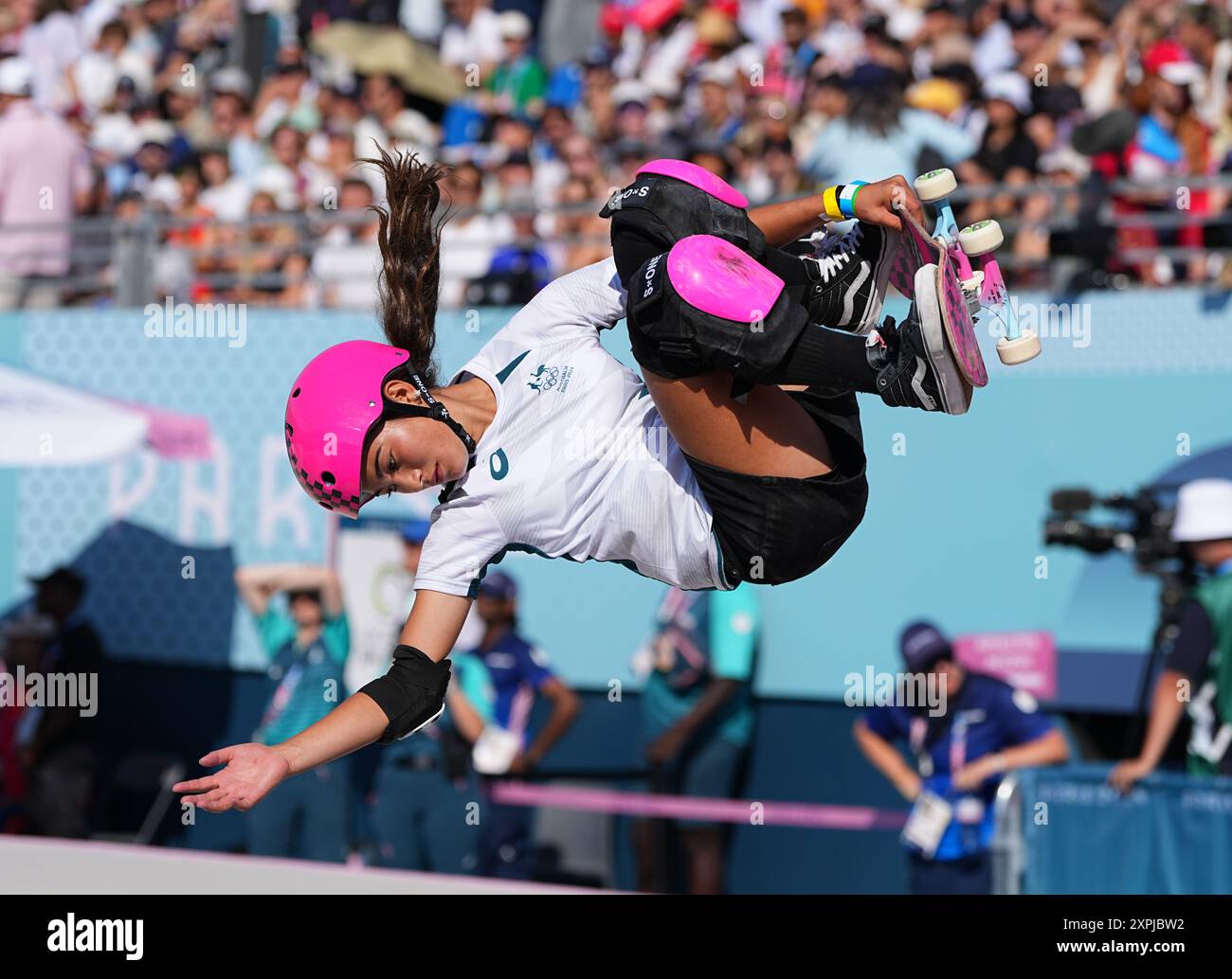 August 06 2024: Arisa Trew (Australia) competes during the skateboard ...