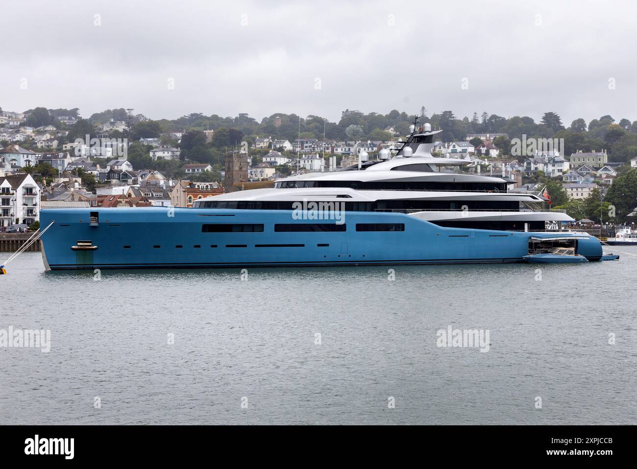 Dartmouth, UK 22nd Jul 2024. The mega yacht Aviva, owned by Joe Lewis ...
