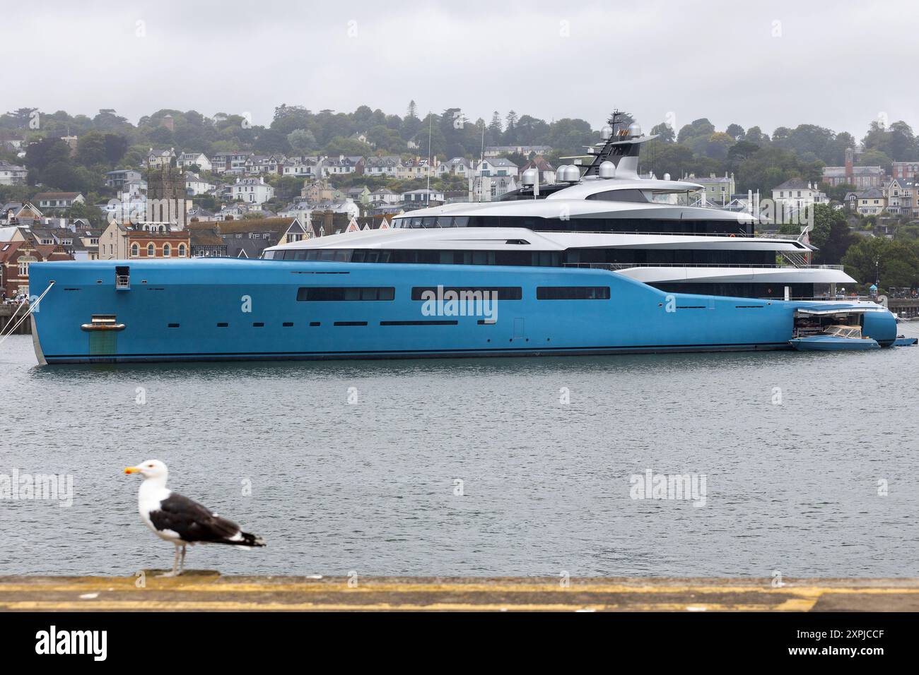 Dartmouth, UK 22nd Jul 2024. The mega yacht Aviva, owned by Joe Lewis ...