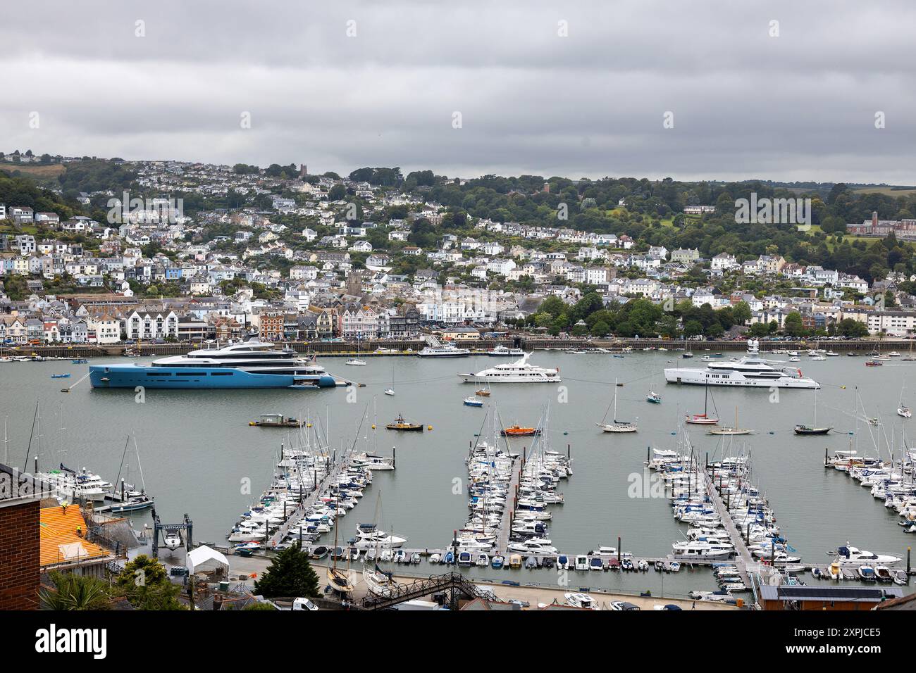 Dartmouth, UK 22nd Jul 2024. The mega yacht Aviva, owned by Joe Lewis ...
