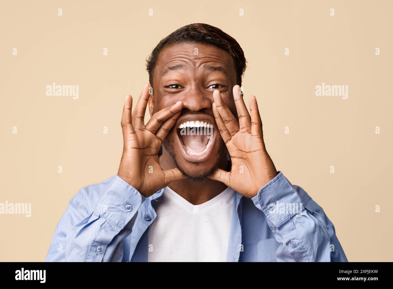 Excited crazy afro american hi-res stock photography and images - Alamy