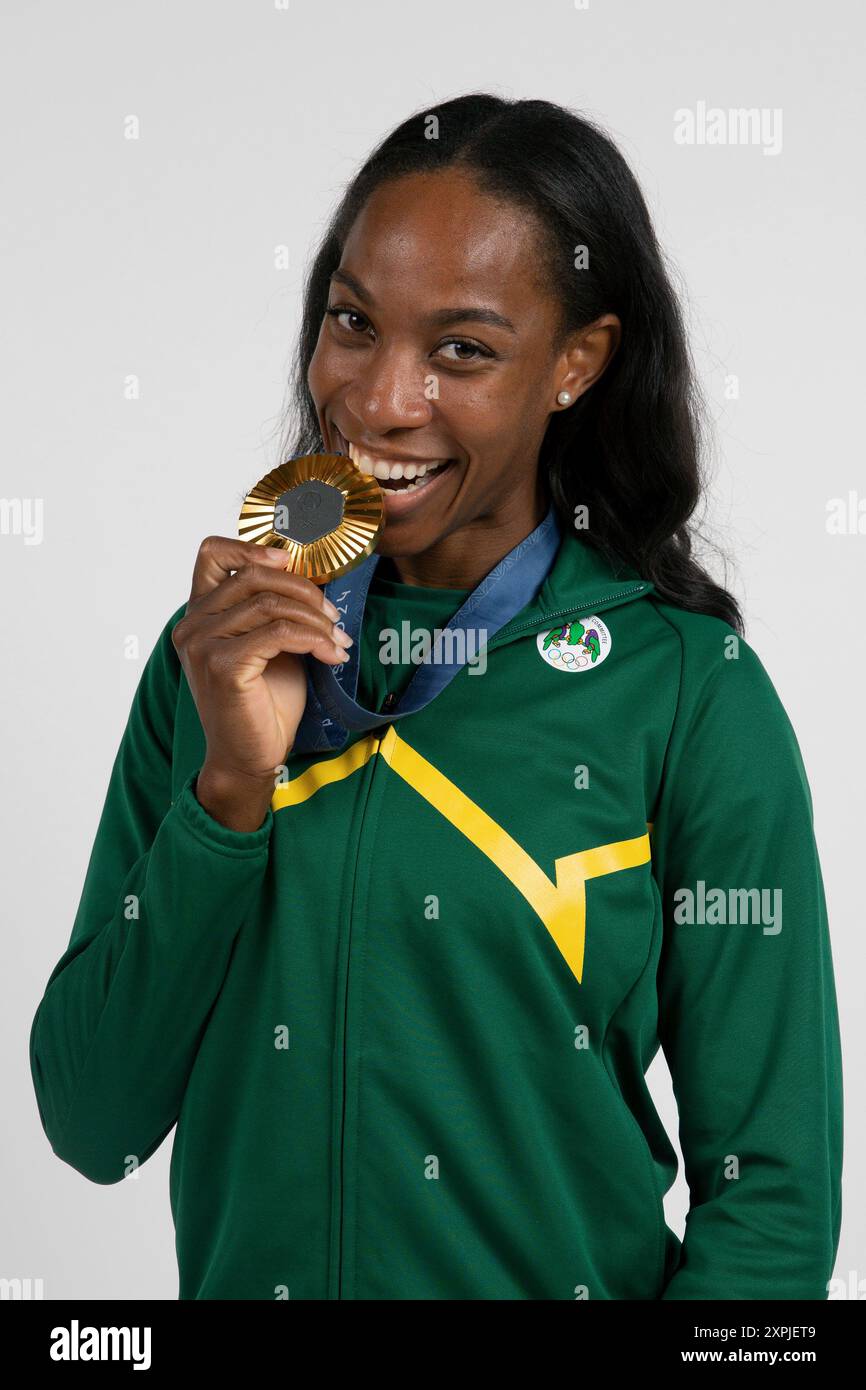 Dominica's triple jump athlete and gold medalist Thea LaFond poses for ...