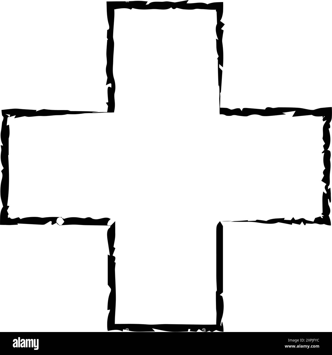 Cross texture symbol element, plus sign outline border grunge shape ...
