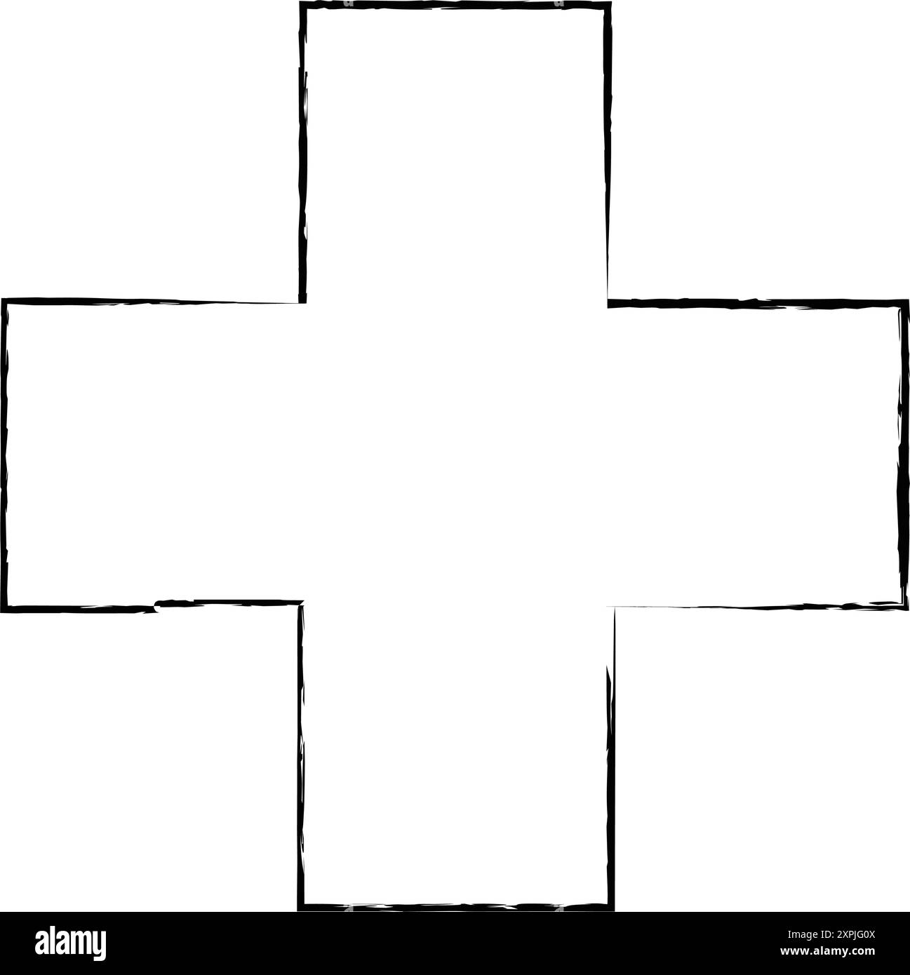 Cross texture symbol element, plus sign outline border grunge shape ...