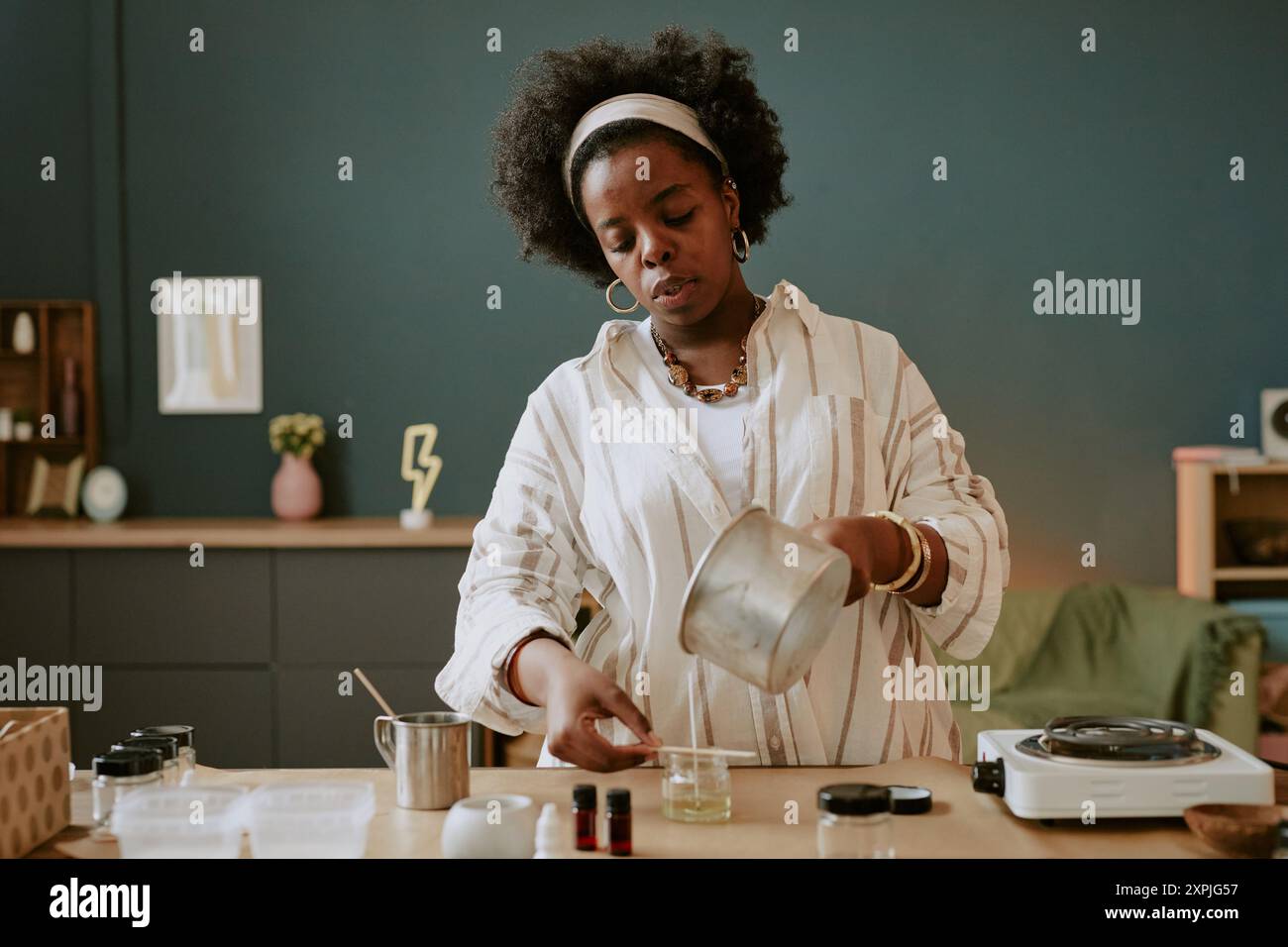 Preparing Ingredients in Modern Kitchen Setting Stock Photo - Alamy