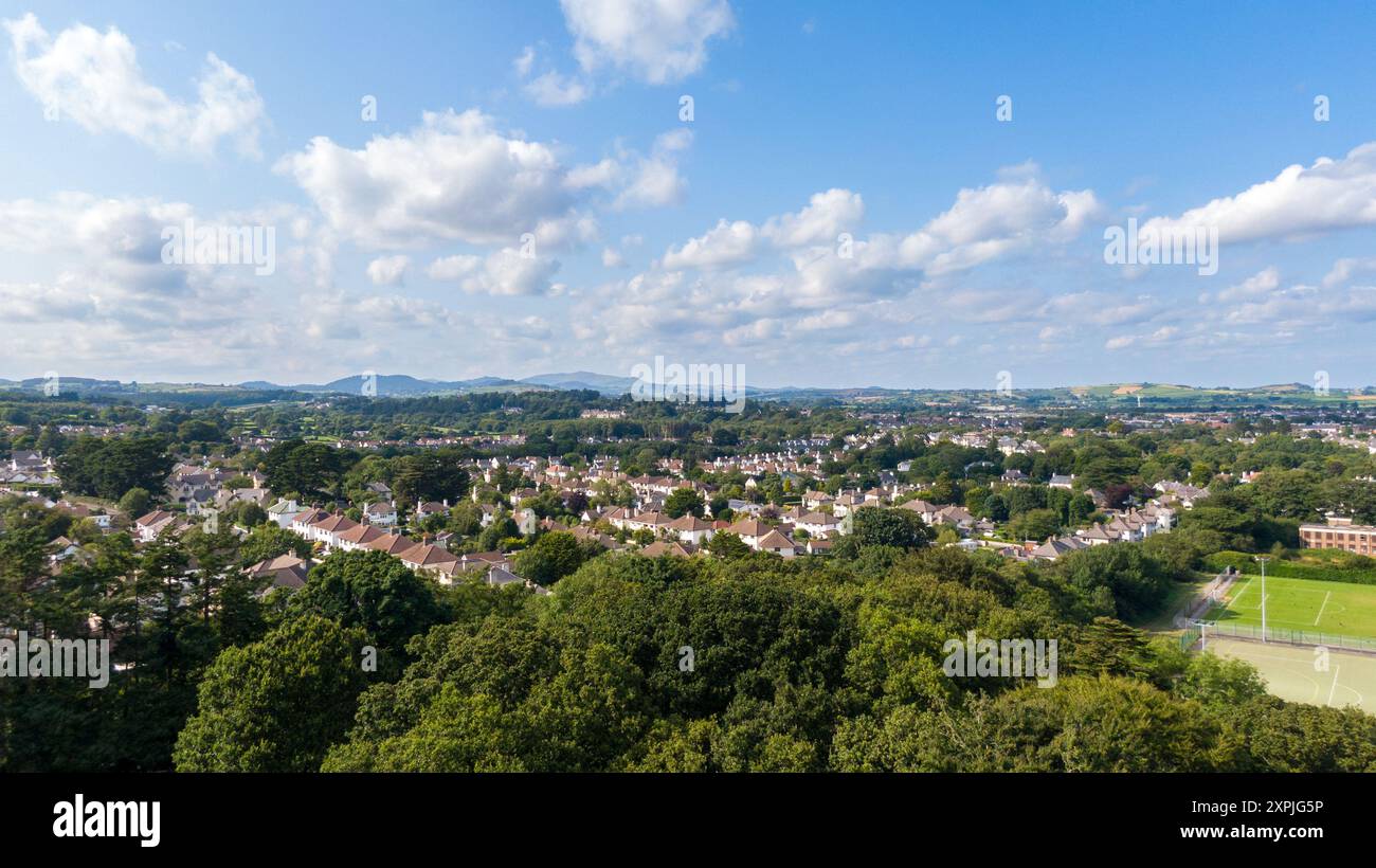 Aerial view on forest and mountains in Newcastle, Northern Ireland ...