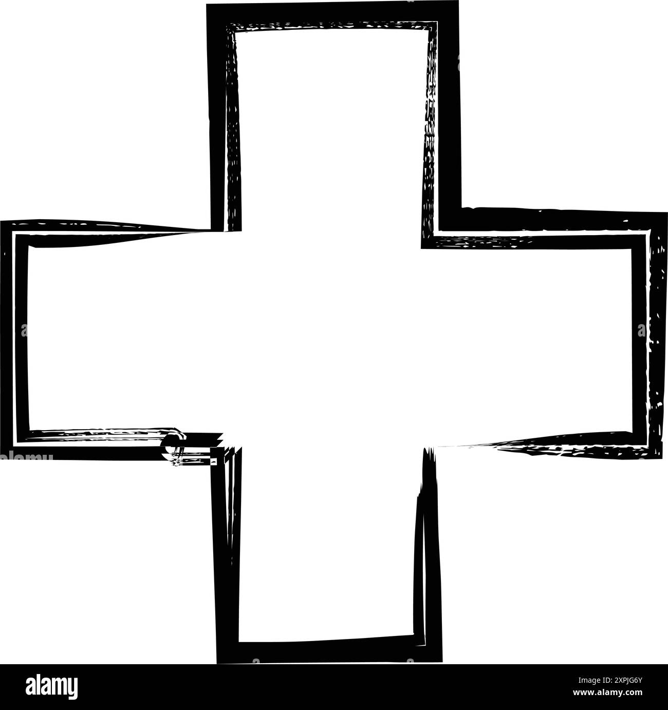 Cross texture symbol element, plus sign outline border grunge shape ...