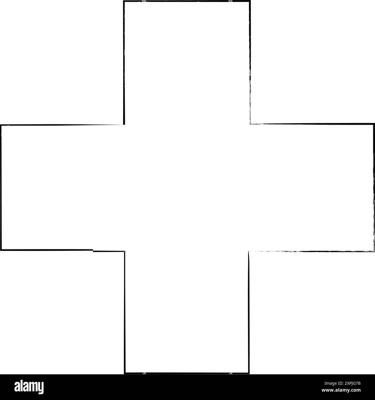 Cross texture symbol element, plus sign outline border grunge shape ...