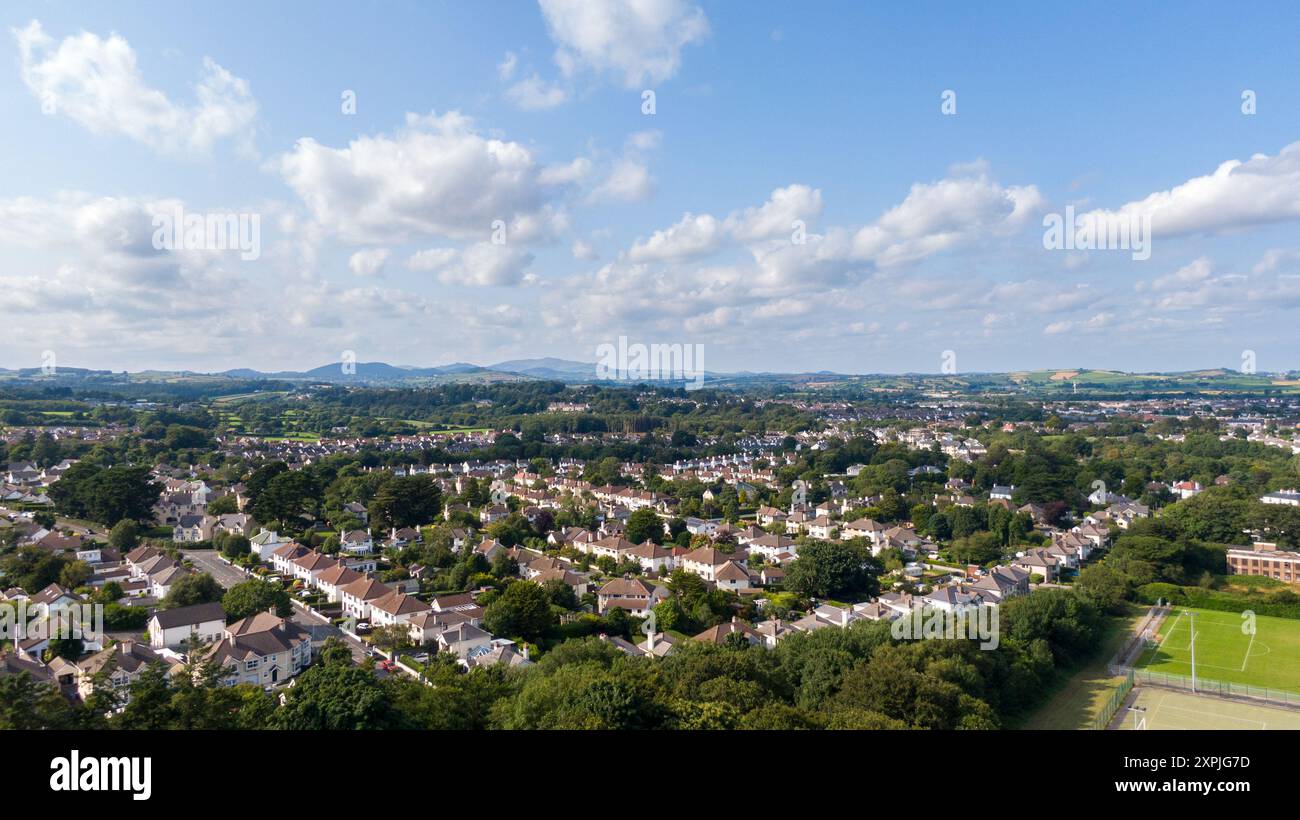 Aerial view on forest and mountains in Newcastle, Northern Ireland ...