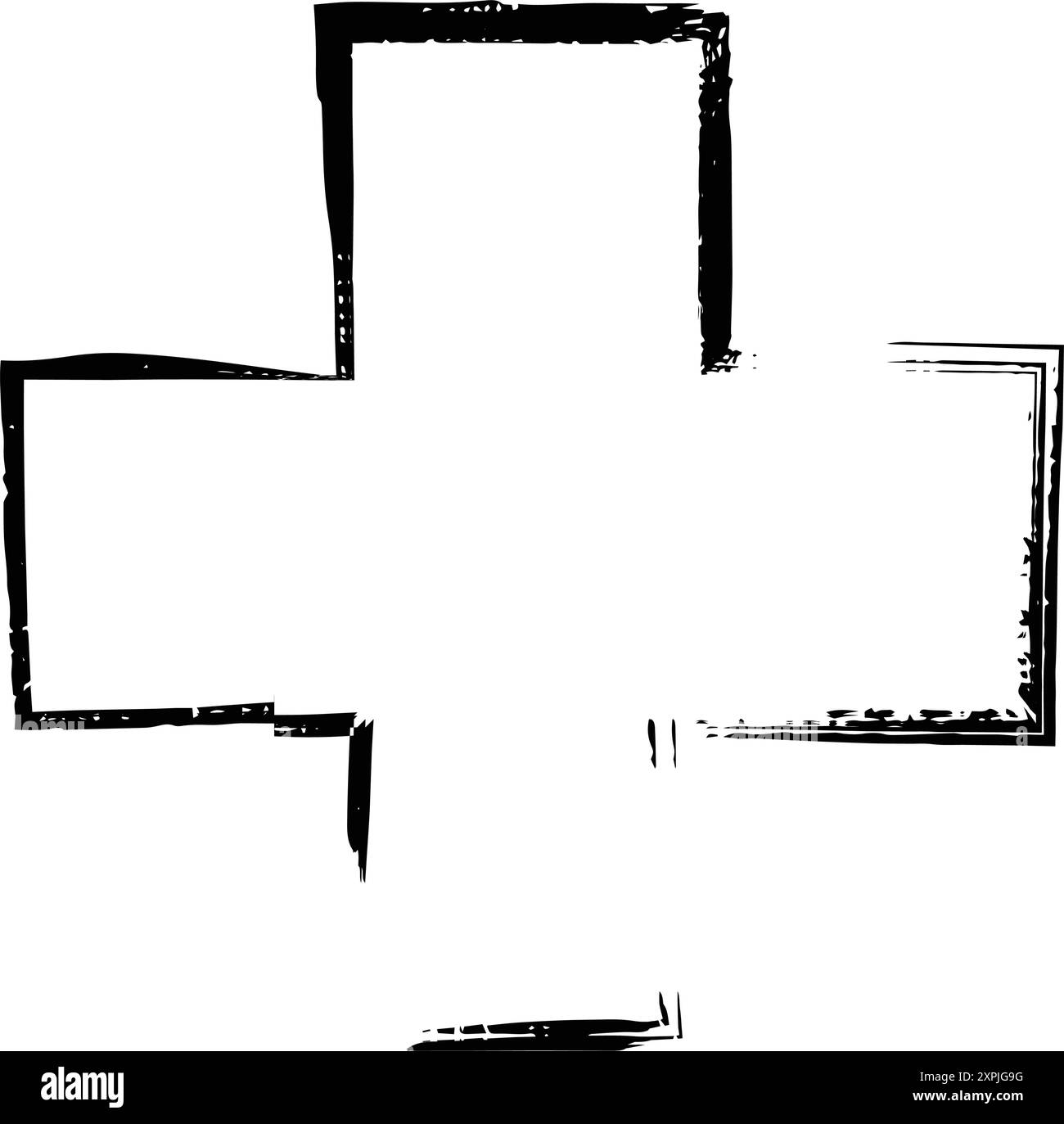 Cross texture symbol element, plus sign outline border grunge shape ...