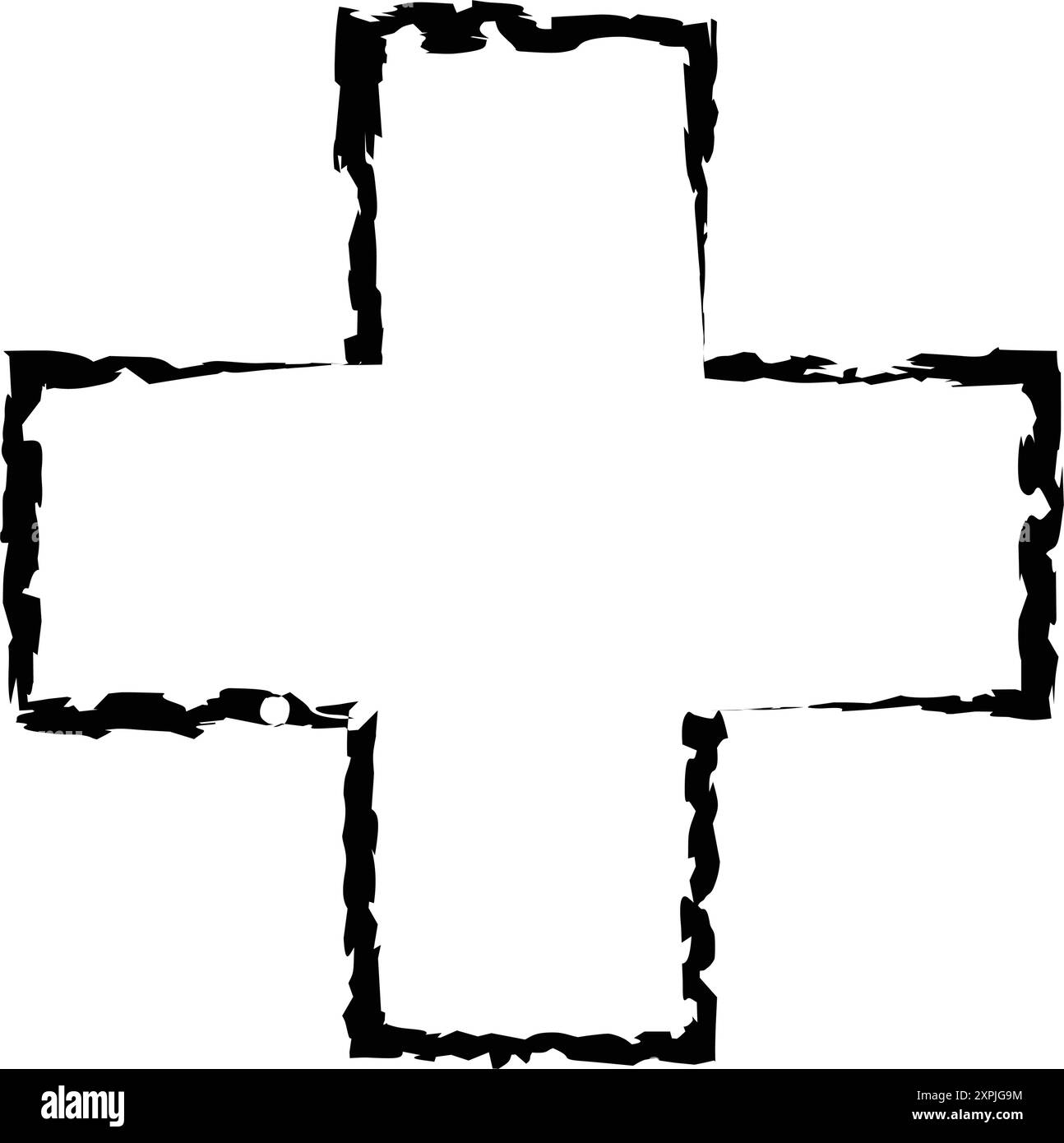 Cross texture symbol element, plus sign outline border grunge shape ...