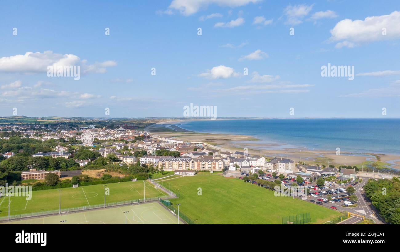 Aerial view on houses on coast of see in Newcastle, Northern Ireland ...