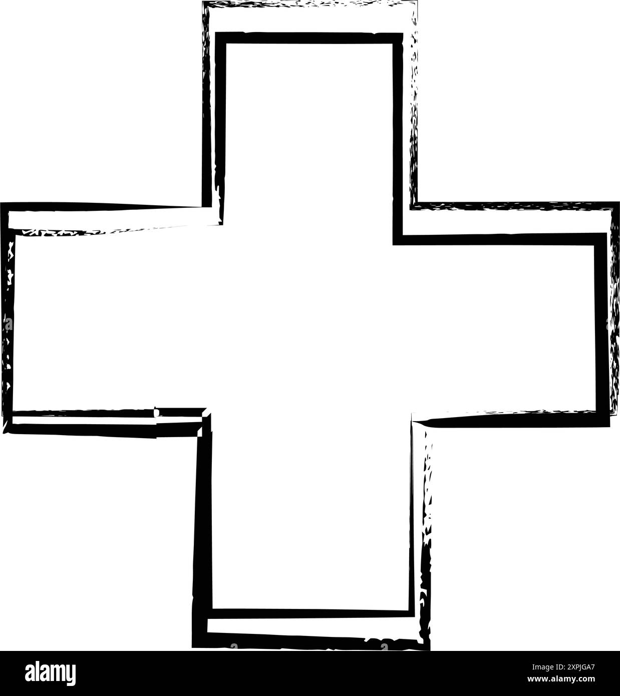 Cross texture symbol element, plus sign outline border grunge shape ...