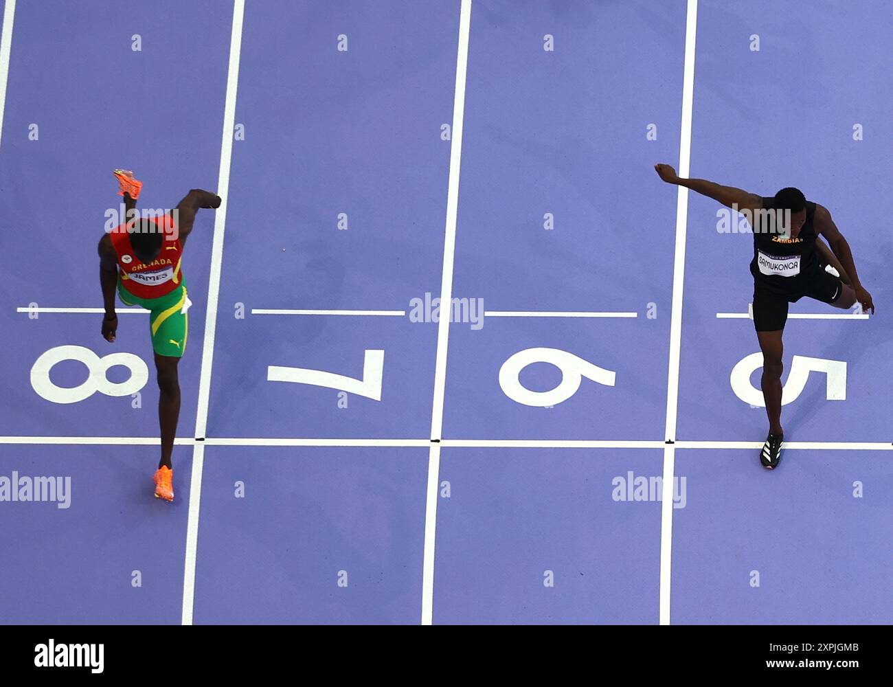 Paris, France. 6th Aug, 2024. Kirani James (L) of Grenada and Muzala ...