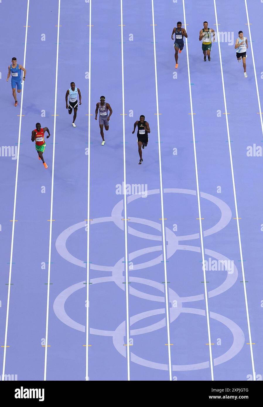 Paris, France. 6th Aug, 2024. Athletes compete during the men's 400m ...