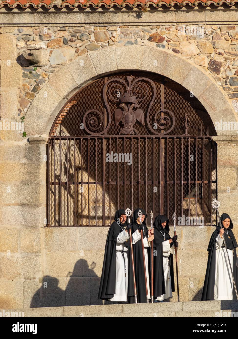 Brotherhood members passing by the Ermida de la Paz during Holy week ...