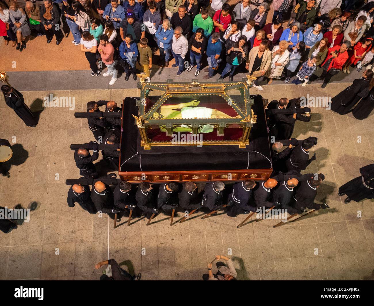 Jesus coffin float passing Plaza Mayor on Holy Friday Holy burial ...