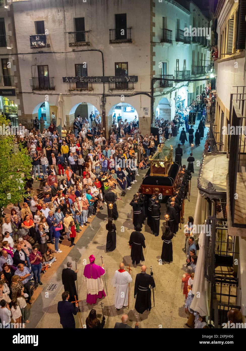 Jesus coffin float passing Plaza Mayor on Holy Friday Holy burial ...