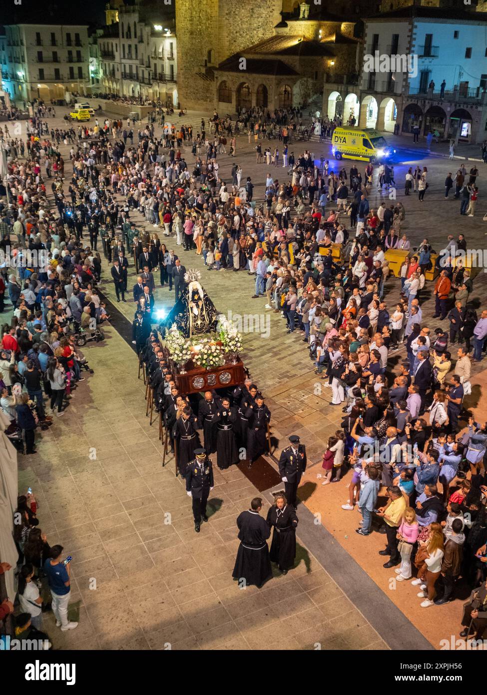 Virgin Mary float carried by the brotherhood on Holy burial procession ...