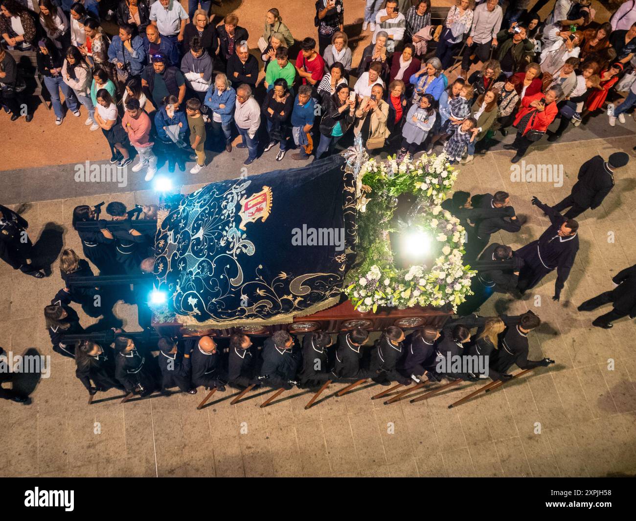 Virgin Mary float carried by the brotherhood on Holy burial procession ...