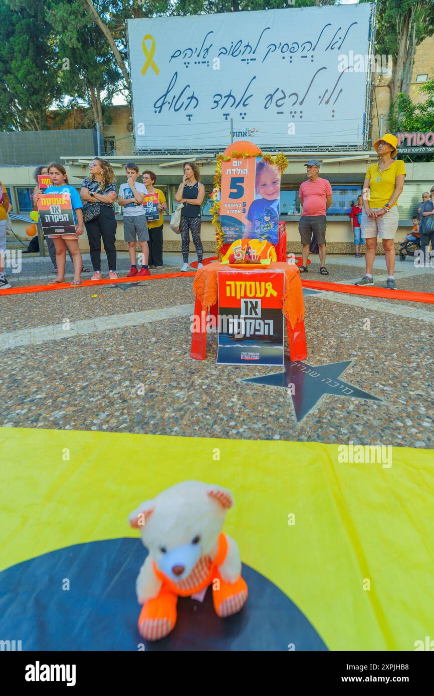 Haifa, Israel - August 05, 2024: People are marking the Fifth birthday ...